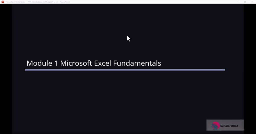 Module 1 - Excel Fundamentals | ScholarsDNA