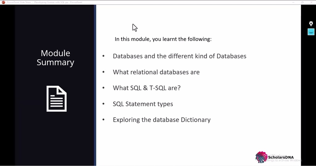 Module Summary | ScholarsDNA
